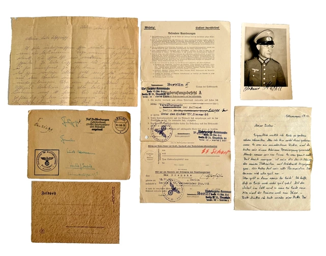 WW2 GERMAN LETTER-DOCS & Photo Lot X 6 Inc One W-Elite Document Berlin ...