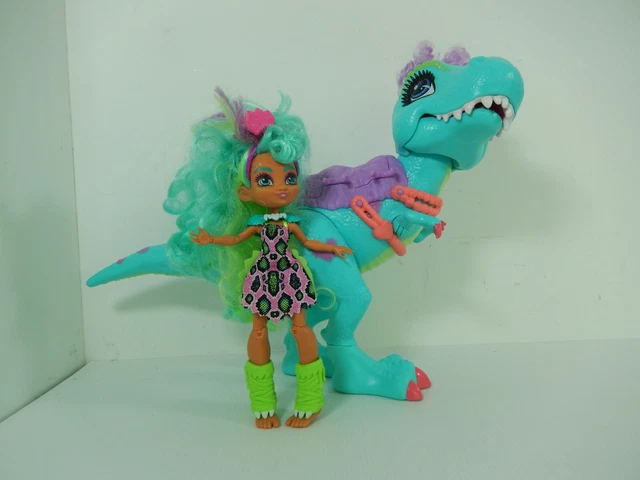 MATTEL CAVE CLUB Rockelle & Tyrasaurus Doll & Dinosaur Figure ( mouth ...