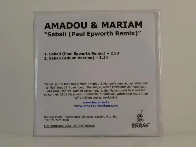 Amadou And Mariam Sabali Paul Epworth Remix H1 Free Uk Postage Eur