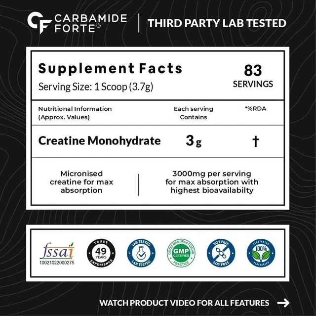 CARBAMIDE FORTE CREATINE Monohydrate Powder 308g Orange Flavor For Men ...