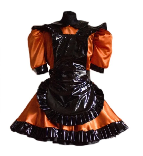 FRENCH SISSY MAID Sexy Girl Lockable Long PVC Dress Cosplay Costume ...