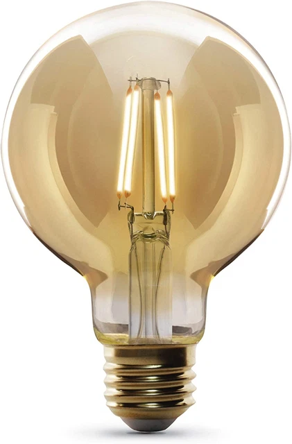 VINTAGE EXPOSED FILAMENT Amber Glass LED G25 with a Medium E26 Base ...