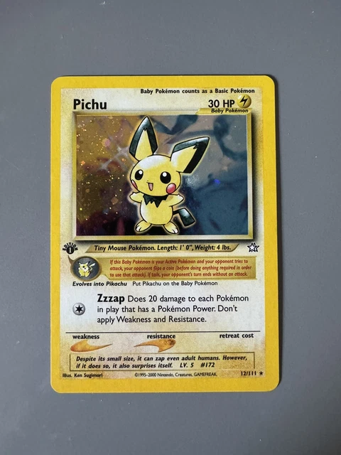 POKÉMON TCG PICHU Neo Genesis 12/111 Holo 1st Edition Holo Rare NM With ...