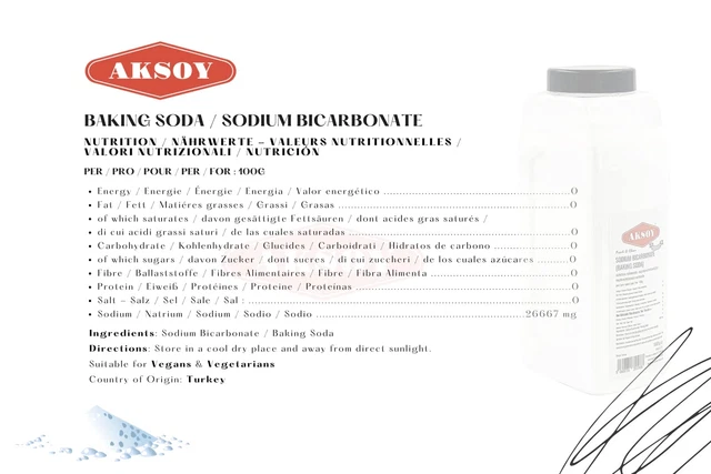 BAKING SODA 1.8KG Jar || Pure Sodium Bicarbonate Powder, Highest Purity ...