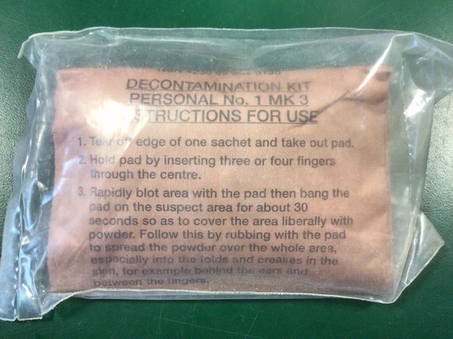 BRITISH ARMY NBC Decontamination Kit Personal No1 MK3, Unopened Blot ...