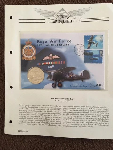 WESTMINSTER 1998 GB. RAF 80th Anniversary Guernsey £5 Coin FDC £19.33 ...