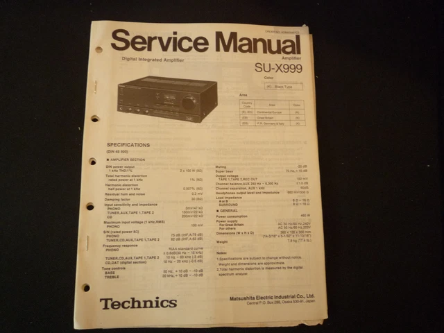 ORIGINAL SERVICE MANUAL Schaltplan Technics SU-X102 EUR 12,50 - PicClick DE