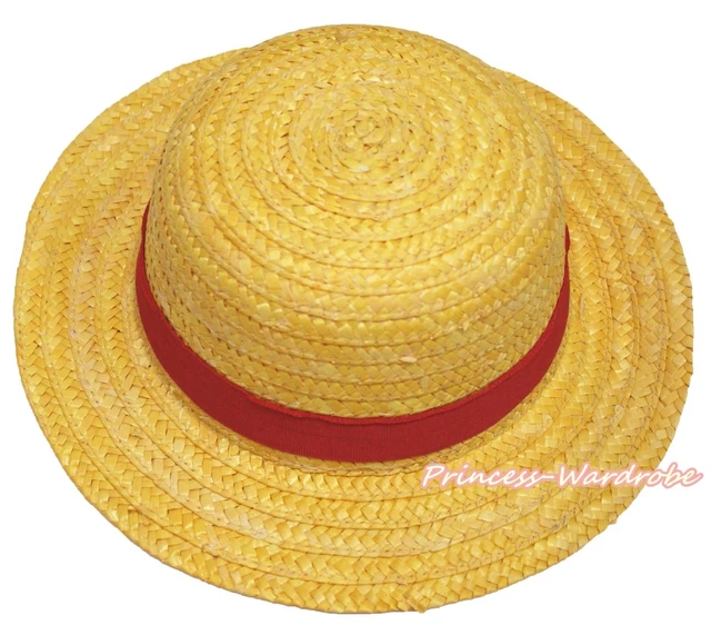 ONE PIECE YELLOW Red Ribbon Luffy Straw Hat Kids Cosplay Costume ...