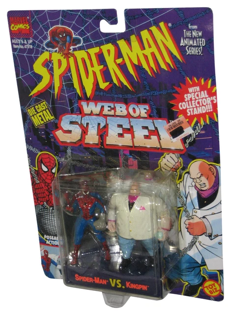 MARVEL SPIDER-MAN WEB of Steel vs Kingpin (1994) Toy Biz Die Cast Metal ...