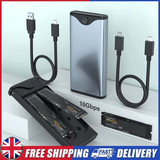 DUAL-BAY M.2 NVME SATA SSD Enclosure M.2 SSD Case Tool-Free USB C To M ...