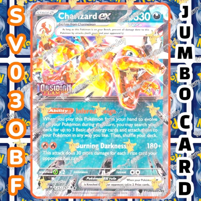 POKÉMON JUMBO KARTE SV3 CHARIZARD EX 125/197 OBSIDIAN FLAMMEN ...