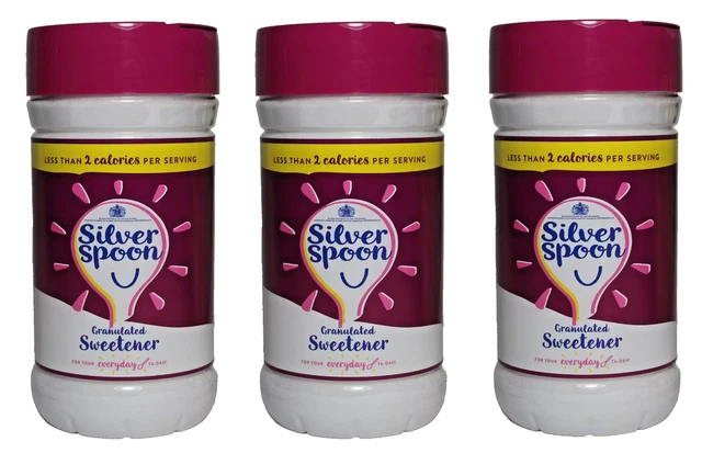 3 X SILVER Spoon, Granulated Sweetener, Sugar Substitute Powder, 75g £9 ...