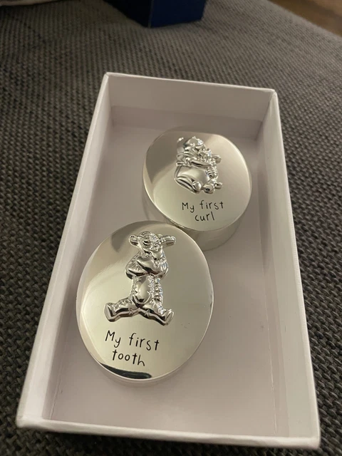 DISNEY WINNIE THE Pooh First Tooth & Curl Boxes Baby NEW Baby Gift in ...
