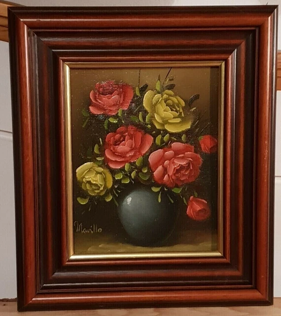 ÖLBILD ÖLGEMÄLDE ROSEN Blumen in der Vase Stillleben Leinwand Signiert EUR 20,00 - PicClick DE