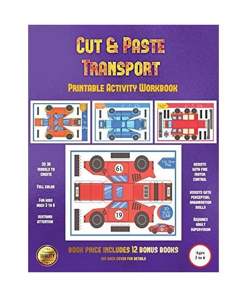 PRINTABLE ACTIVITY WORKBOOK (Cut and Paste Transport): 20 Full-Color ...