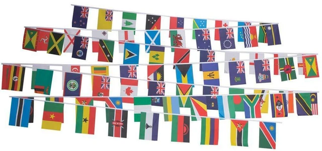 COMMONWEALTH GAMES BUNTING Flags All 70 Nations Country - 65 FEET 19 ...