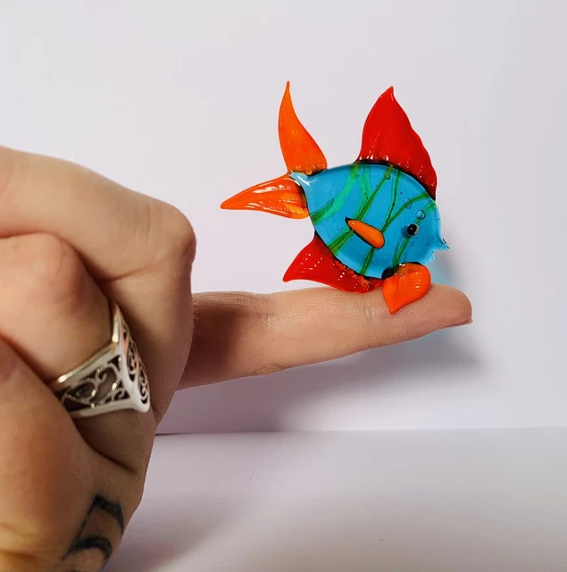 MINIATURE HANDMADE 3D Fish Lampwork Glass Animal Figure £5.49 - PicClick UK