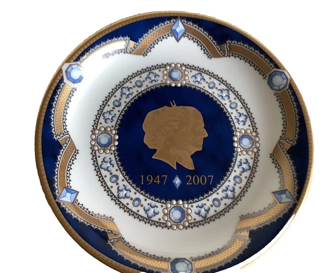 ROYAL WORCESTER COASTER Elizabeth II Diamond Wedding Anniversary 1947 ...