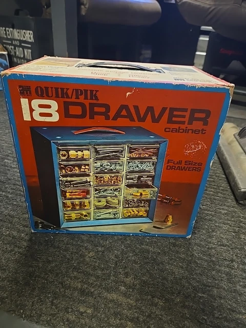 1970 QUIK/PIK 18 Drawer Storage Cabinet Model 11-618 Akro MILS $99.95 ...