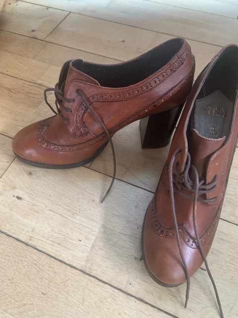 FAITH BROWN LEATHER Heeled Brogues Retro Size 6/39 £15.00 - PicClick UK