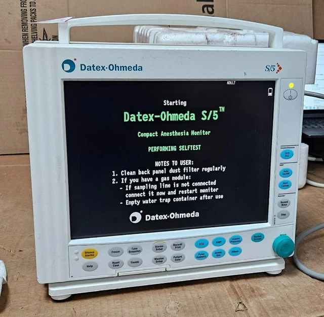 GE DATEX OHMEDA S/5 Patient Monitor M-PRESTN NIBP ECG SPO2 & PRINTER ...