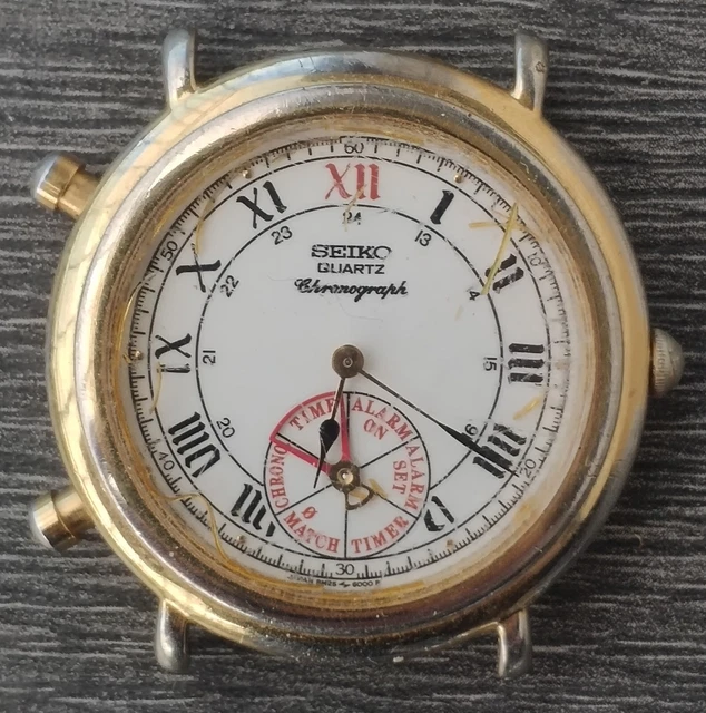 VINTAGE MEN'S SEIKO Dancing hands quartz chronograph watch 8M25-6000 ...