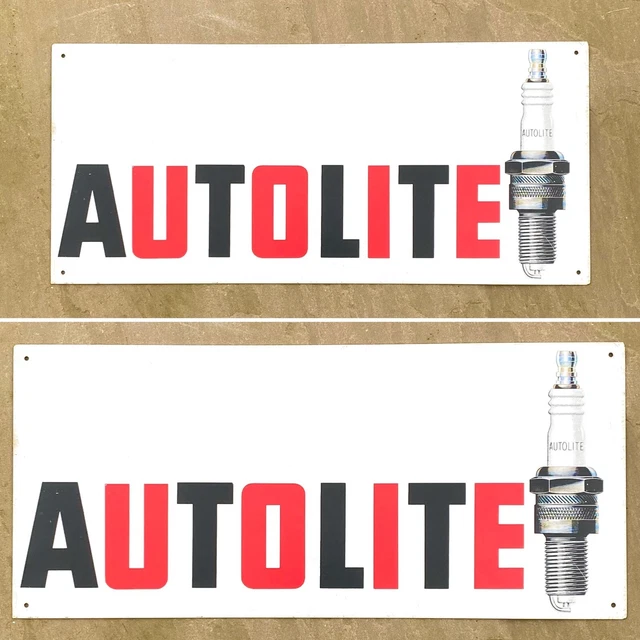 ANTIQUE VINTAGE C1970 Autolite Sparkplugs Automobilia Advertising Sign ...