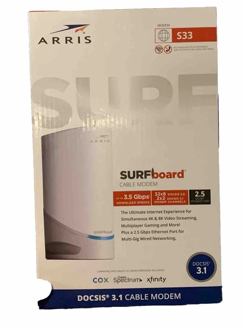 ARRIS SURFBOARD S33 Docsis 3.1 Multi-gigabit Cable Modem w/2.5 Gbps ...