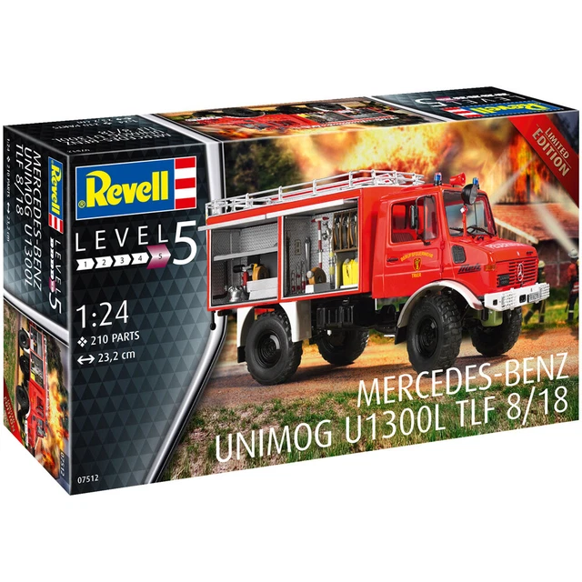 REVELL 1/24 MERCEDES-BENZ Unimog U1300L TLF 8/18 Fire Engine Model Kit ...