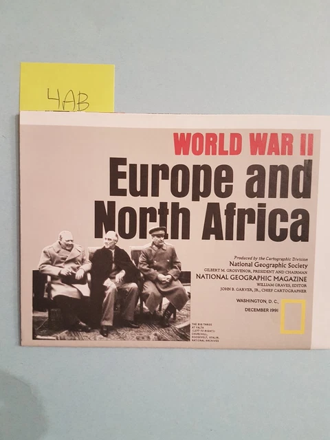 1991 NATIONAL GEOGRAPHIC World War II Europe Map / Never Opened ...