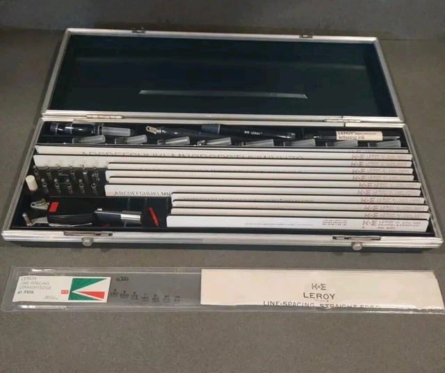 VTG.DRAFTING LETTERING SET, K&E Leroy complete set, includes ink and ...