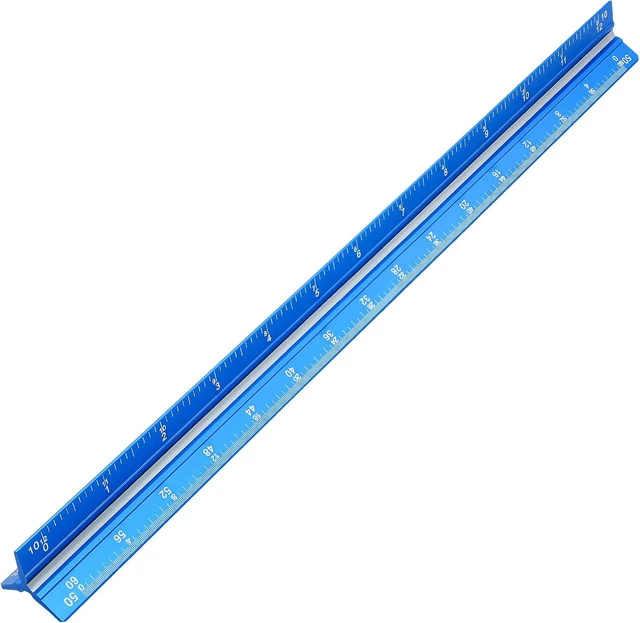 ENGINEER SCALE RULER 12 Inch, Solid Aluminum Laser-Etched Triangular ...