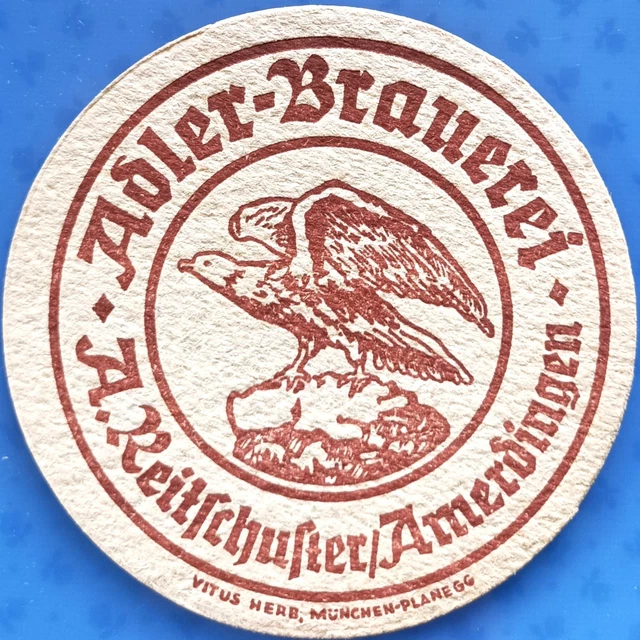 ALTER BIERDECKEL ADLER-BRAUEREI Reitschuster Amerdingen um 1940-50 mit Impressum EUR 6,00 ...