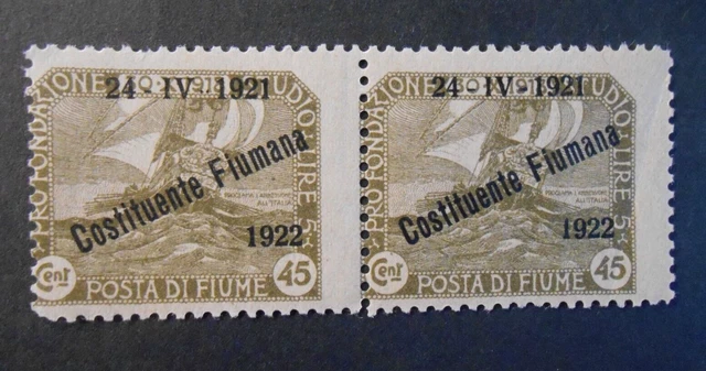 ITALIA, ITALY FIUME 1922" Pro Fondazione Studio 45c coppia MH* Variant ...