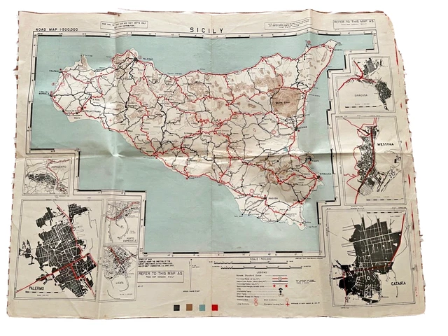 WWII (1943) US ARMY Map of SICILY "NOT TO BE PUBLISHED" Operation Husky ...
