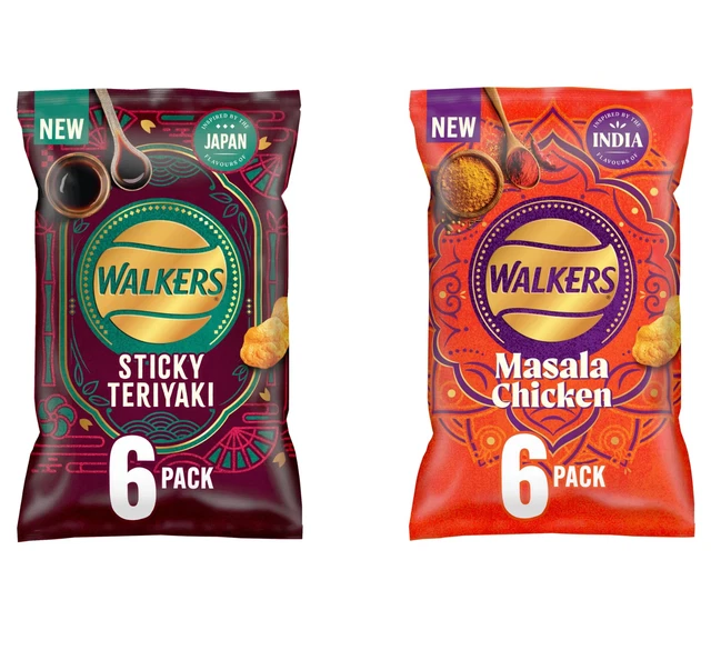 WALKERS STICKY TERIYAKI & Masala Chicken Flavour Crisps Multipack PACK ...