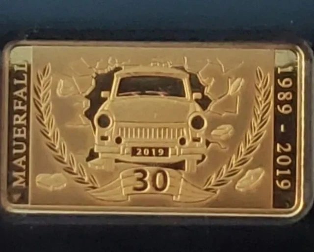 30 JAHRE DDR Mauerfall / Auto Trabant - 999 Gold - Goldbarren - Sehr ...
