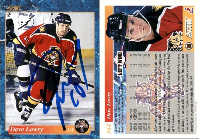 CARTE SIGNÉE DAVE Lowry 1993-94 score #564 Florida Panthers Auto AU EUR ...
