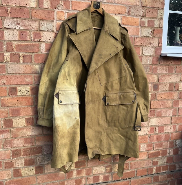 VINTAGE WW2 1944 Dated Dispatch Rider Motorcycle Rubberised Coat Jacket ...