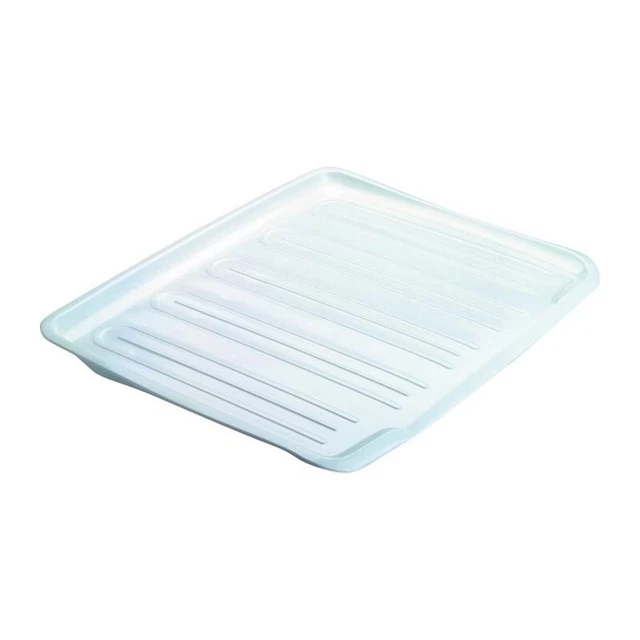 RUBBERMAID LARGE WHITE Sloped Microban Dish Drainer Tray Mat Drain ...