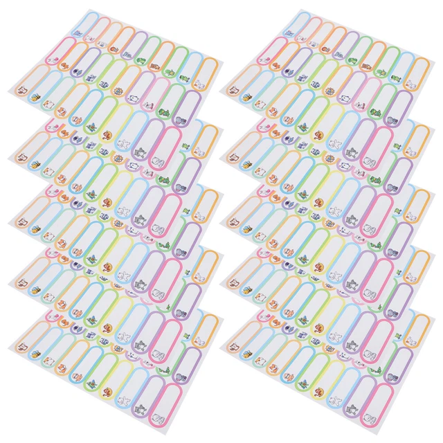 10 SHEETS PVC Self-adhesive Name Stickers Student Labels for Preschool ...