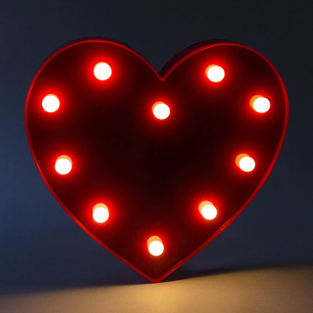 LARGE LED LOVE Heart Light Up 22cm Red Standing / Hanging Romantic ...