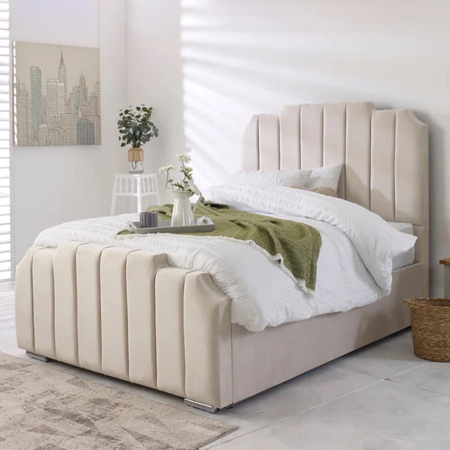 NEW LUXURY 4FT Small Double Crown Panel Bed Frame Multiple Colors In ...