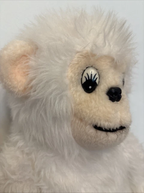 VINTAGE LARGE WHITE Sitting Monkey Ape Gorilla Soft Plush Stuffed Toy ...