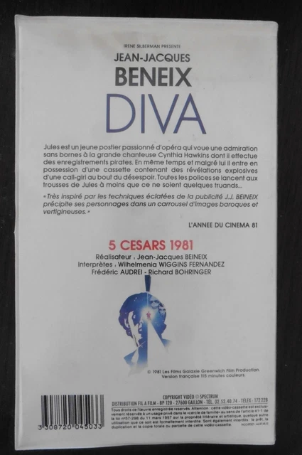 VHS DIVA 1981 J-Jacques Beinex Frédéric Andrei Richard Bohringer Gérard ...