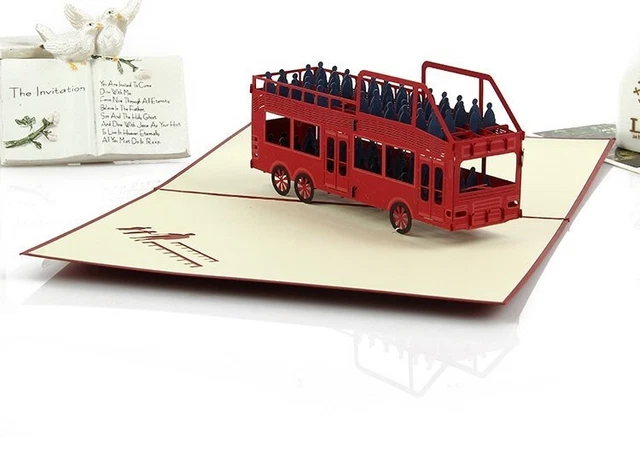 BUS POP UP Christmas Card 3D Birthday Greeting Card Assembled £5.95 ...