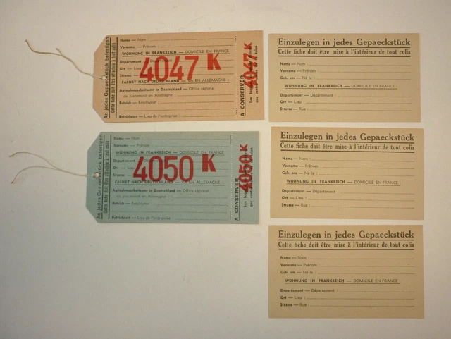 DOCUMENTS WW2 SERVICE du travail STO 1943 Occupation fiche nominative ...