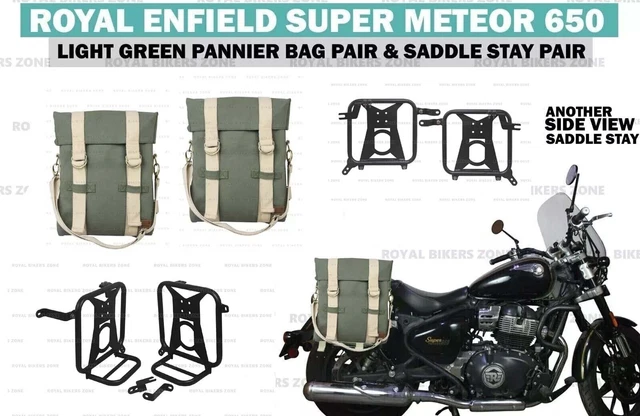 ROYAL ENFIELD SUPER Meteor 650 "Light Green Pannier Bag Pair With ...