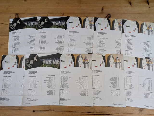 TOTTENHAM HOTSPUR SPURS Team Sheets Bundle x 10 from 2005-2006 Season £ ...
