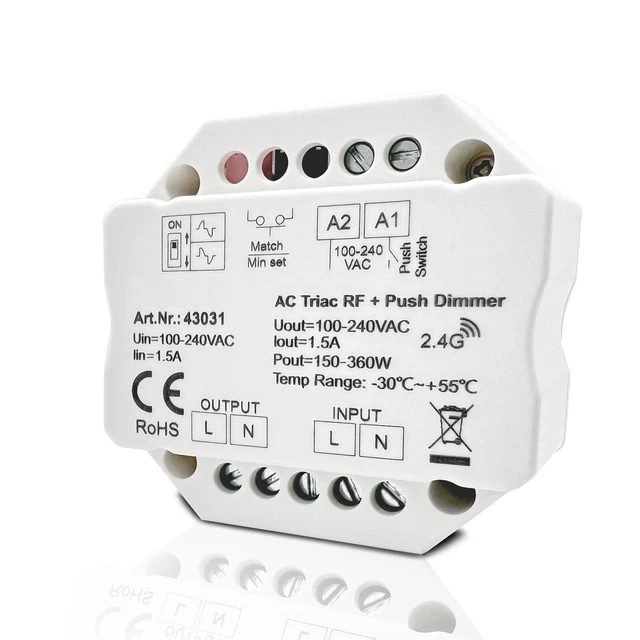 LED DIMMER 2-200W 230V Schalter Tast Dimmer Regler Unterputz Dose 60mm ...